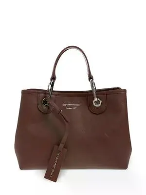 Emporio Armani Logo-print Pebbled-effect Tote Bag - Brown