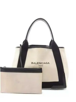 Balenciaga Navy Cabas Tote Bag - Neutrals