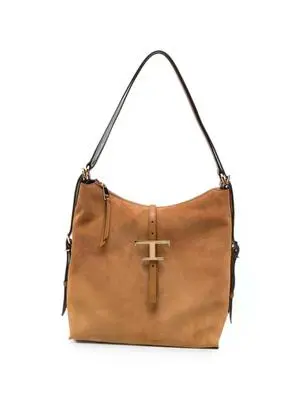 TOD'S T Timeless Suede Tote Bag - Neutrals