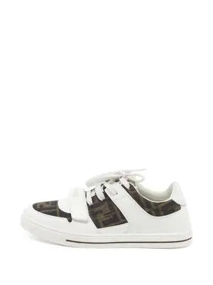 Fendi Ff Jacquard Leather Sneakers - White