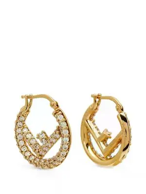 Fendi Crystal-embellished Hoop Earrings - Gold