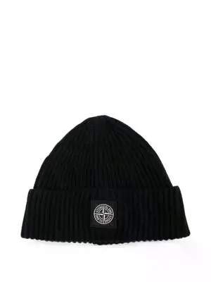 Stone Island Logo-patch Ribbed-knit Beanie Hat