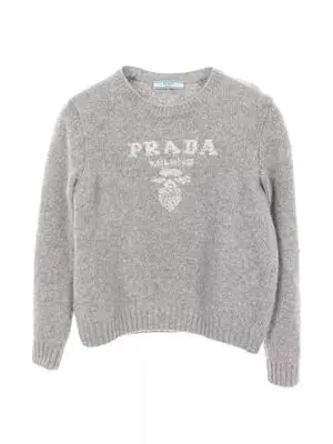 Prada Logo Detail Crew Neck Sweater - Grey