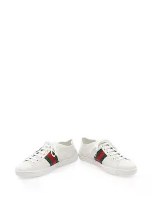Gucci Bee Web Stripe Leather Sneakers