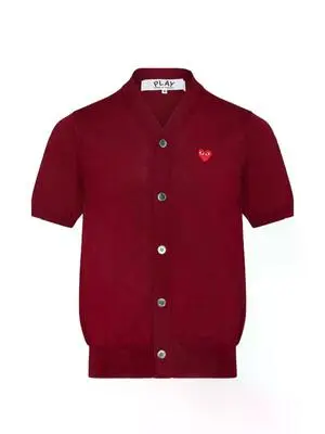 Play Comme Des Garcon Play Heart-patch Short-sleeve Cardigan - Red