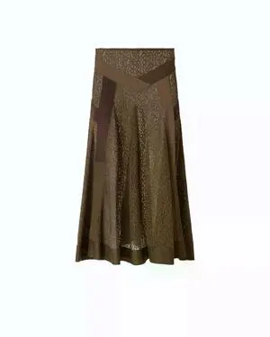 Pinko Patchwork Lace Midi Skirt - Green