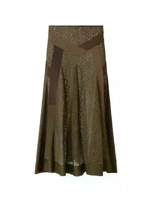Pinko Patchwork Lace Midi Skirt - Green