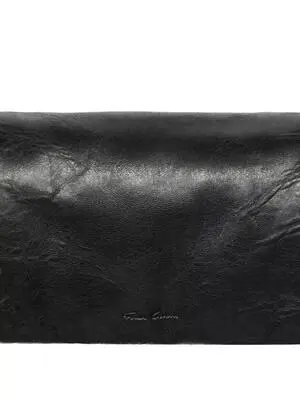 Rick Owens Logo-debossed Padded Leather Clutch - Black