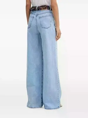 VICOLO Belted Wide-leg Jeans - Blue