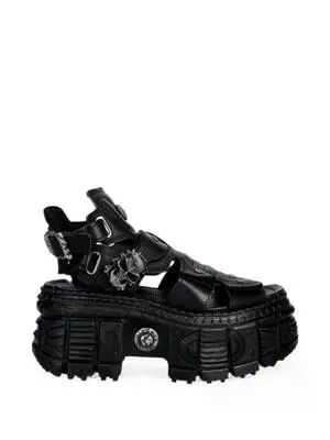 NEW ROCK Skull-embellished Platform Sandals - Black