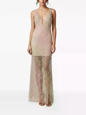 Elisabetta Franchi V-neck Maxi Dress - Neutrals