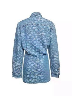 Off-White Monogram Jacquard Twist-front Mini Dress - Blue