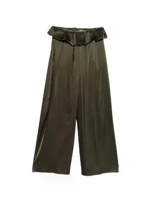Khaite Kira High-waisted Satin Wide-leg Trousers - Green