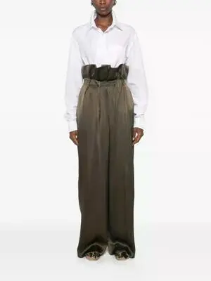 Khaite Kira High-waisted Satin Wide-leg Trousers - Green
