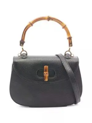 Gucci 2010s Bamboo Leather Handbag - Black