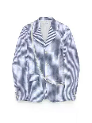 Comme Des Garçons Stripe-print Zip-detail Jacket - Blue