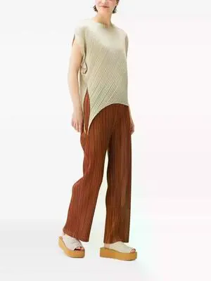 Issey Miyake Pleated Asymmetric Blouse - Neutrals