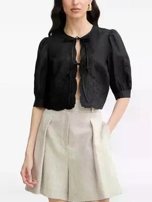 TWINSET Broderie-anglaise Linen Shirt - Black