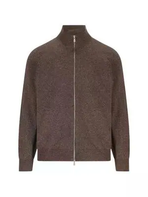 Brunello Cucinelli Zip-up Ribbed-trim Sweater - Brown