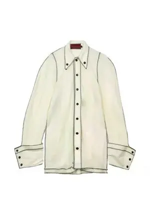 CHRISTOPHER NEMETH Contrast-stitch Wide-cuff Shirt - Neutrals