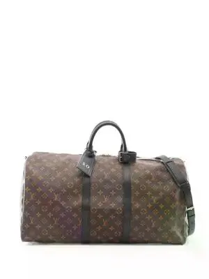 LOUIS VUITTON 2013 Monogram Macassar Keepall Bandouliere 55 Holdall - Brown