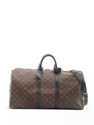 LOUIS VUITTON Monogram Macassar Keepall Bandouliere 55 Holdall - Brown