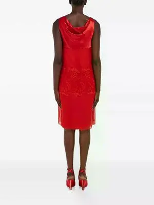 FERRAGAMO Sleeveless Lace Embroidered V-neck Mini Dress