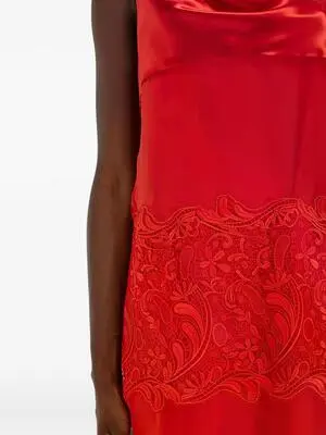 FERRAGAMO Sleeveless Lace Embroidered V-neck Mini Dress