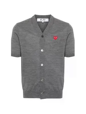 Play Comme Des Garcon Logo-patch Short-sleeve Cardigan - Grey