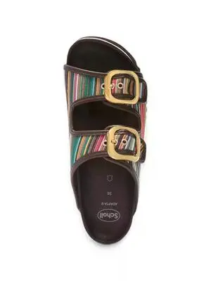 DR. SCHOLL'S SHOES Noelle Striped Buckle-fastening Sandals - Brown