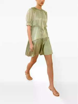 Ulla Johnson Juliette Silk-satin Mini Dress - Green