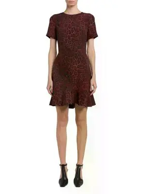 Stella McCartney Leopard-print Ruffled Mini Dress - Red