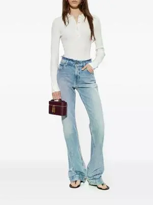 COURREGES Ribbed Long-sleeve Polo Shirt