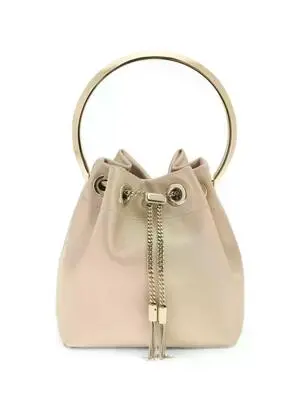 JIMMY CHOO Bon Bon Satin Bucket Bag - Neutrals