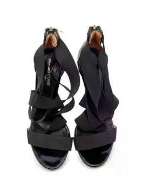 SERGIO ROSSI Patent Leather Elastic Strappy Stiletto Sandals