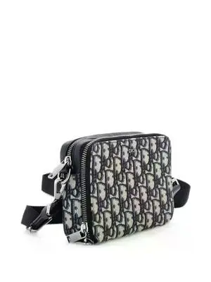 Dior Double Zip Pouch Oblique Canvas Crossbody Bag