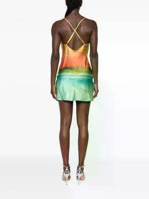 DONDE ESTEBAN Landscape-print Cowl-neck Mini Dress