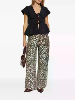 GANNI Ruffled-collar Peplum Top