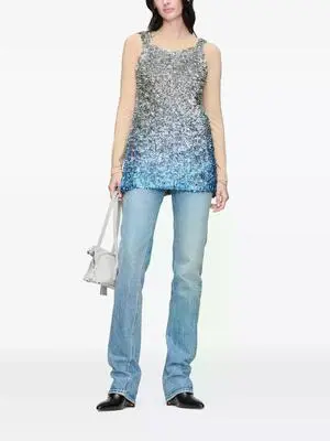 MAISON MARGIELA Tinsel-yarn Tank Top With Degrading Print - Silver