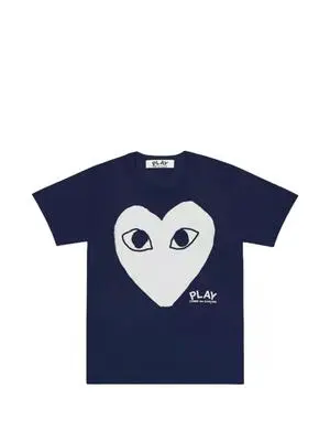 Play Comme Des Garcon Logo Heart-print T-shirt - Blue