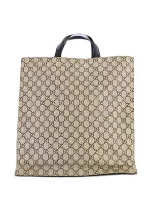Gucci Convertible Soft Open Printed Gg Coated Canvas Tall Tote Bag - Brown