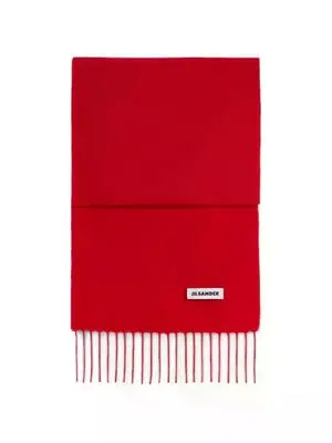 JIL SANDER Slim Wool Scarf - Red
