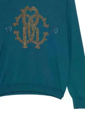 Roberto Cavalli Logo Embroidered Crew Neck Sweater