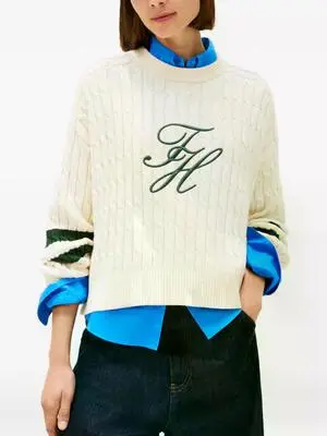 Tommy Hilfiger Cable-knit Logo-embroidered Sweater