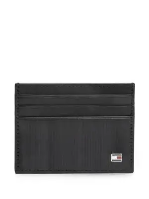 Tommy Hilfiger Flag-plaque Ribbed Card Holder - Black