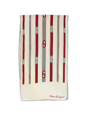 FERRAGAMO Gancini Vertical-stripe Scarf - Neutrals