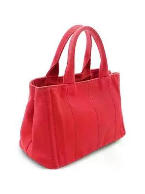 Prada Canapa Two-way Handbag - Red