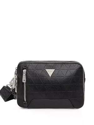 Guess Medium Torino Triangle-logo Messenger Bag - Black