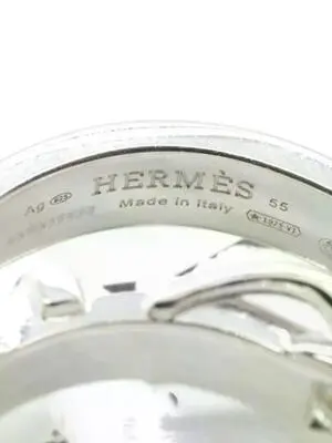 Hermès Sterling Buckle Detail Twisted Ring