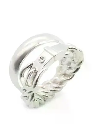 Hermès Sterling Buckle Detail Twisted Ring - Silver